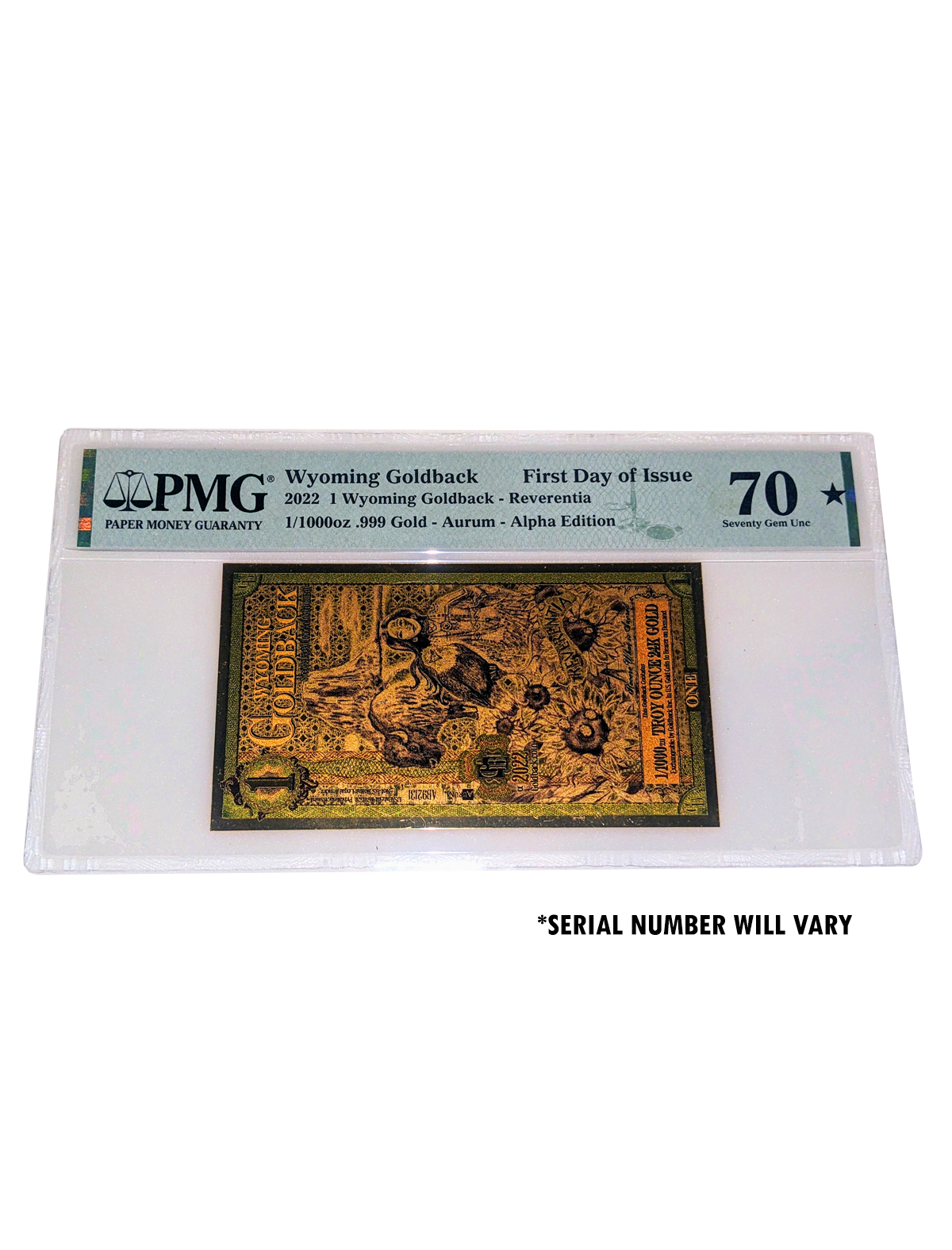 1 Wyoming Goldback – First Day of Issue – 2022 – Alpha Edition - Peach ...